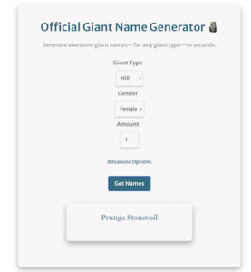 The Official Giant Name Generator: All Giant Types Now